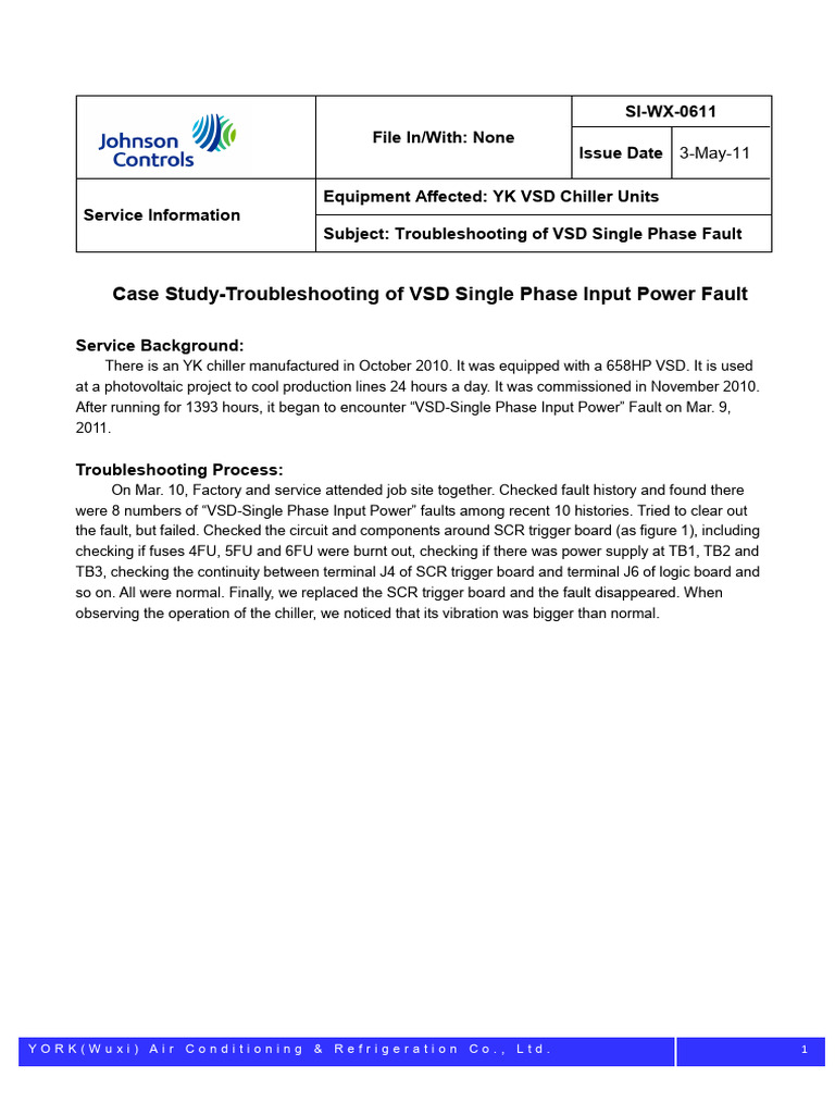 York Chiller VSD Fault Troubleshooting | PDF | Power Supply ...