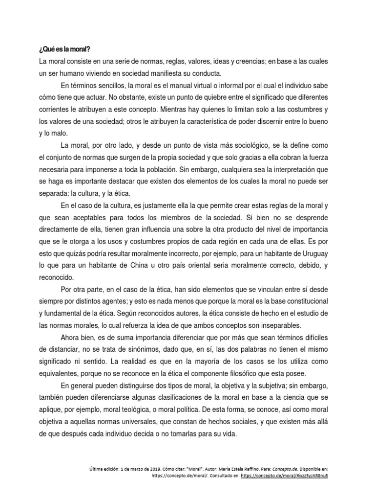 Definición y Tipos de Moral y Valores | PDF | Moralidad | Sociedad