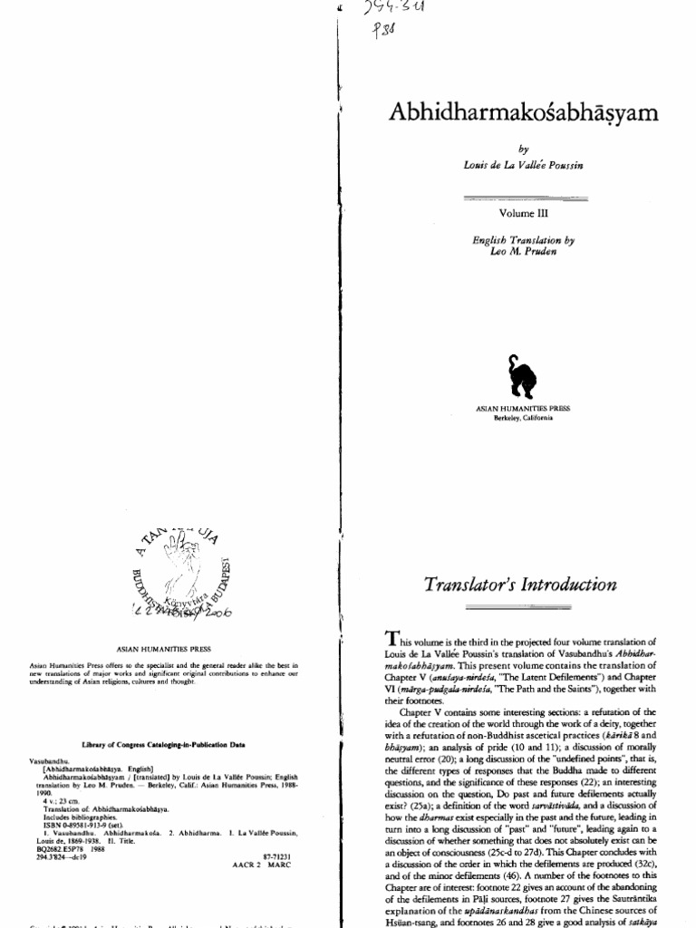 Abhi Dharma Kosa 3 | PDF