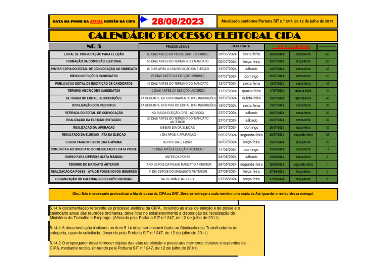 Calendário Eleitoral CIPA 2024 | PDF | Eleições | Governo