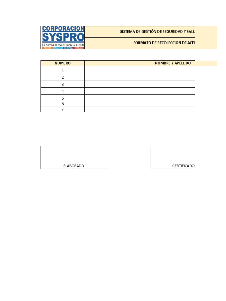 Formato Recoleccion de Aceite | PDF | Tecnología