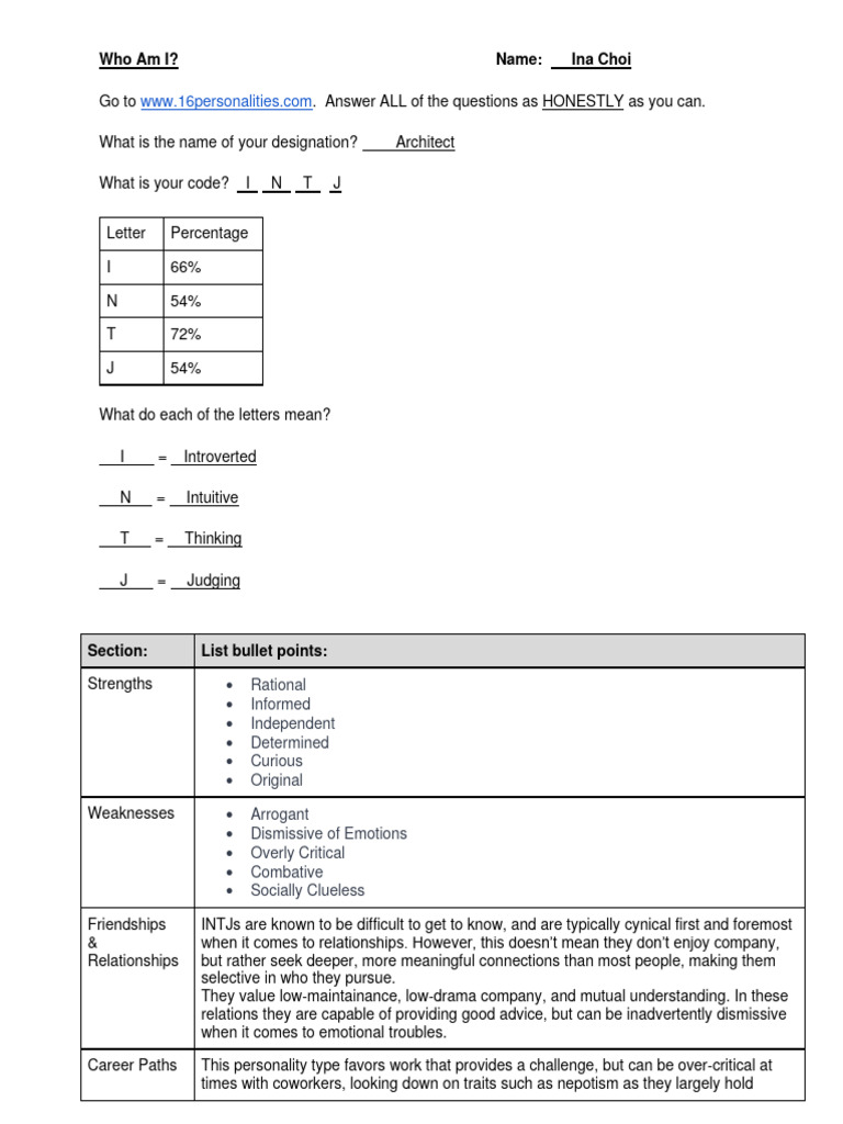 16 Personalities | PDF | Personality Type | Psychology