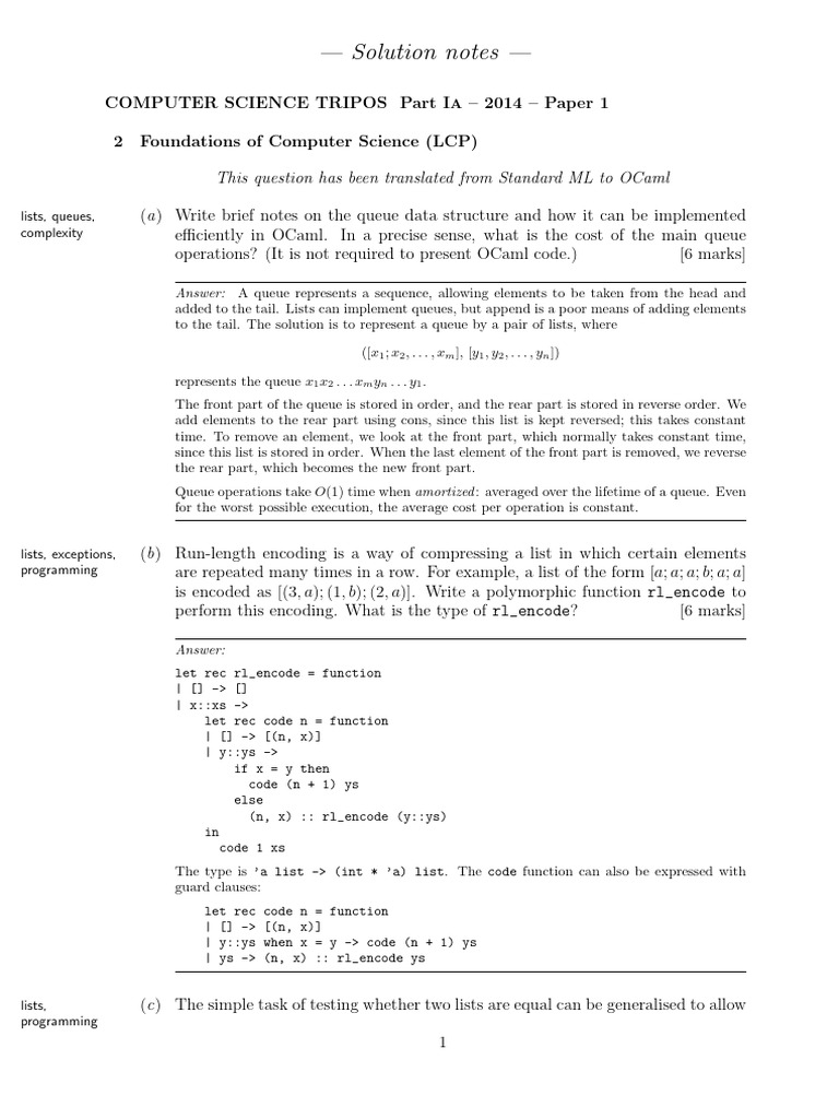 2014 p01 q02 Solutions | PDF | Queue (Abstract Data Type) | Computer Engineering