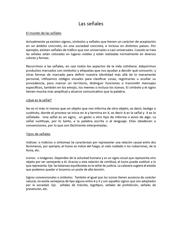 Tipos y Funciones de Señales Visuales | PDF | Artes del Lenguaje y ...
