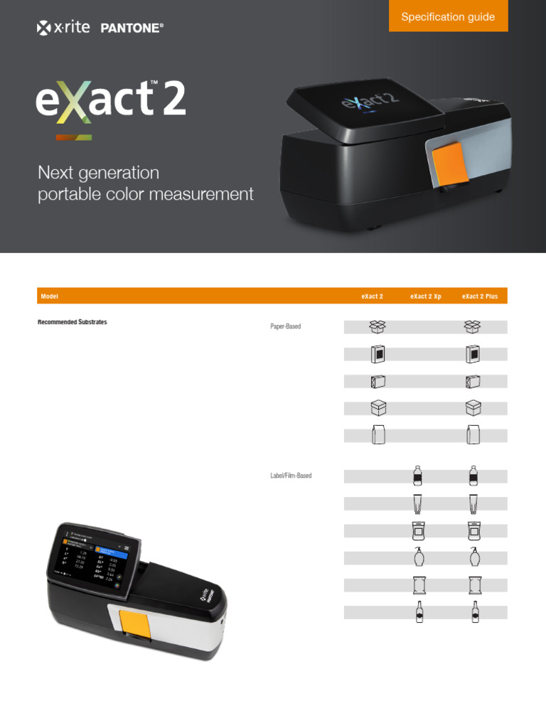 eXact 2 Plus Color Measurement Guide | PDF | Aperture | Usb