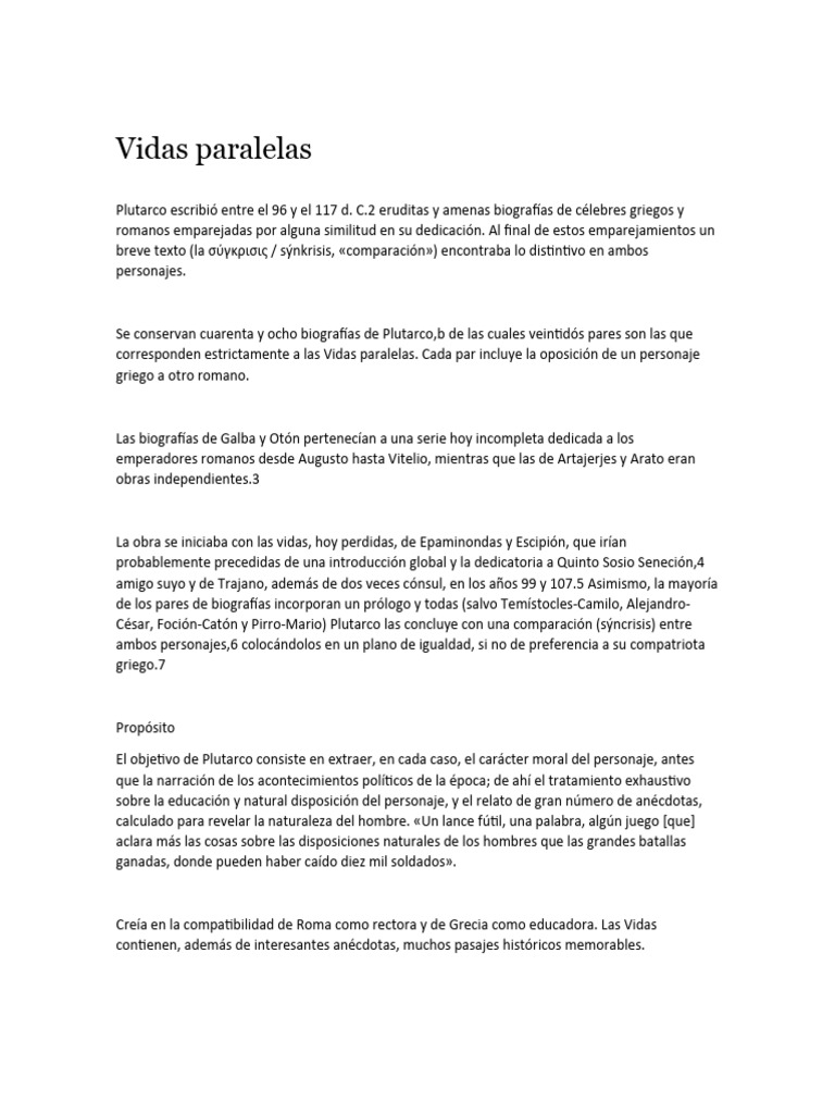 Vidas Paralelas | PDF | Vidas paralelas | Antiguedad clasica