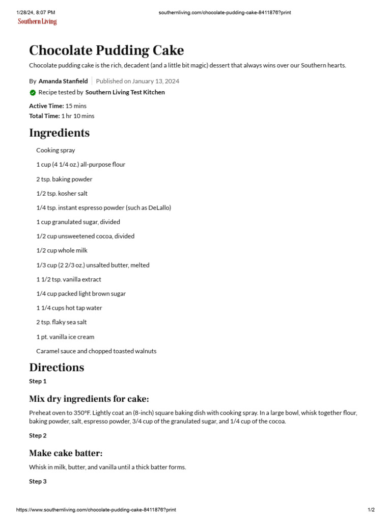 Chocolate Pudding Cake 8411876 Print | PDF | Cakes | Baking