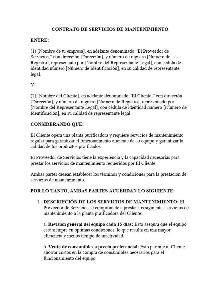 Contrato de Servicios de Mantenimiento | PDF