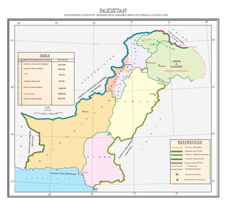 Pakistan Map Showing Border Length | PDF | Pakistan