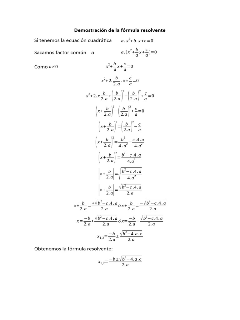 Fórmula Resolvente Explicada | PDF