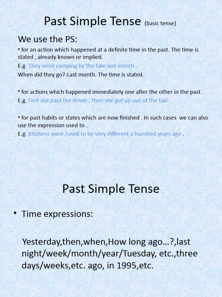 Past Tenses | PDF | Grammatical Tense | Perfect (Grammar)