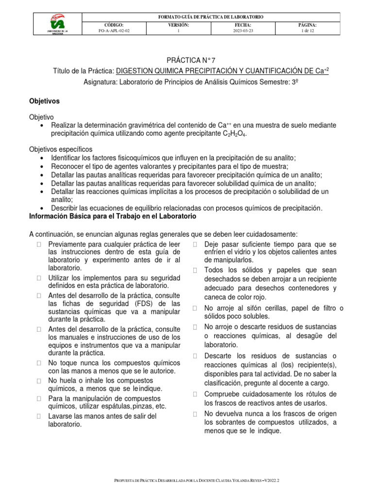 LPAQ2023.1-guia Digestion y Precipitación para La Cuantificació de Un ...