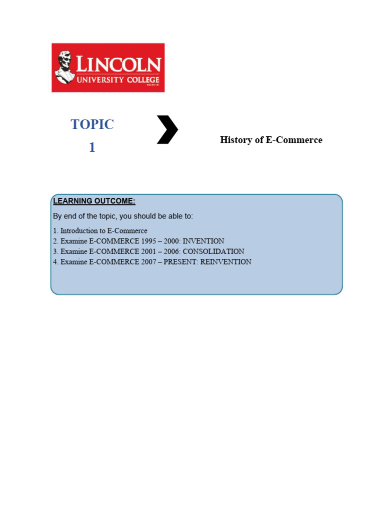 Sim V2 Ecommerce Chapter 1 History Of Ecommerce Pdf E Commerce Online Shopping