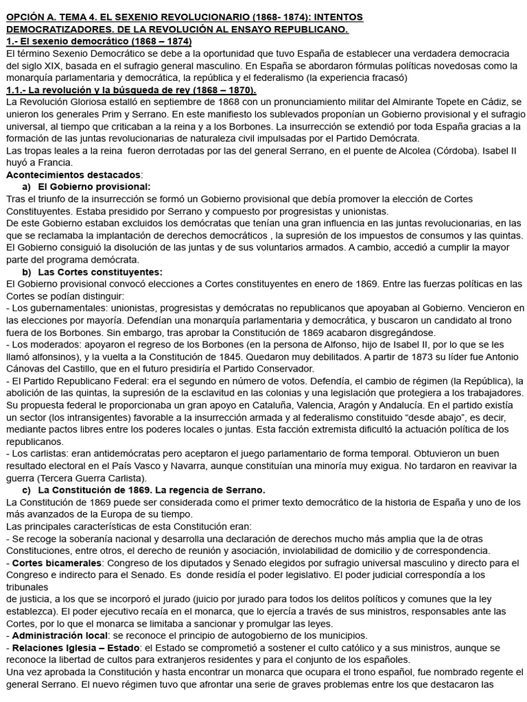El Sexenio Revolucionario en España | PDF | Teorías políticas | Gobierno