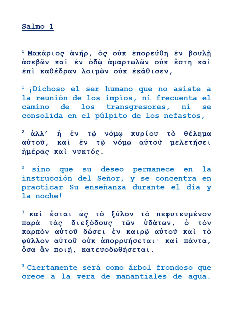 Salmo 1 Pdf Adoración Cristiana Y Liturgia Salmos