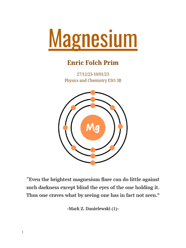 Magnesium: Properties and Applications | PDF | Magnesium | Chemical ...
