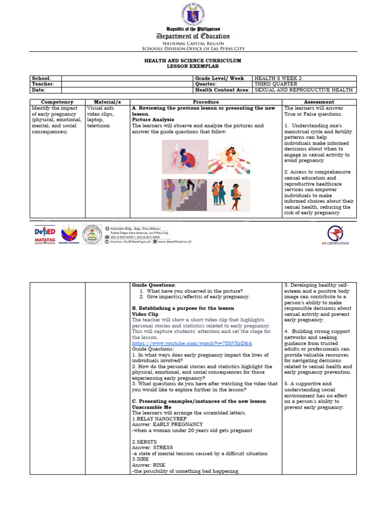 Health 8 WK 2 Final Version | PDF | Learning | Pregnancy