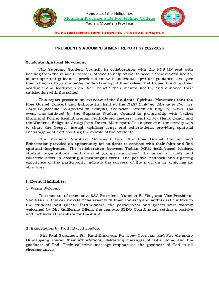 2.spiritual Movement Accomplishment Report | PDF