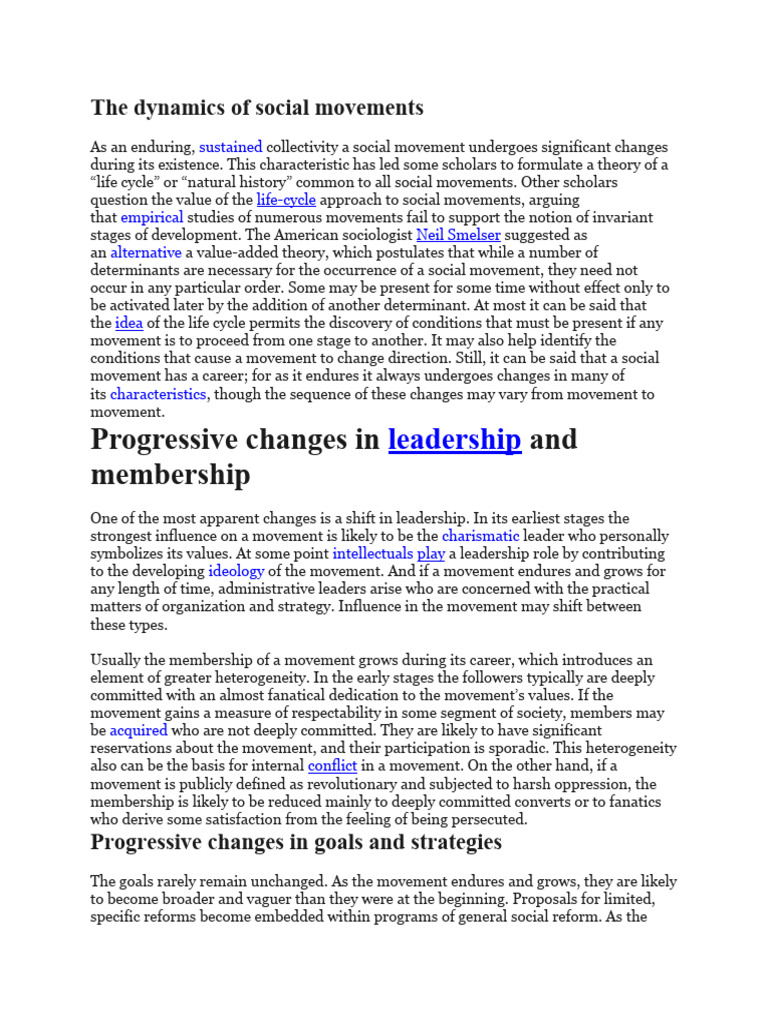 The Dynamics of Social Movements | PDF | Social Movements | Leadership