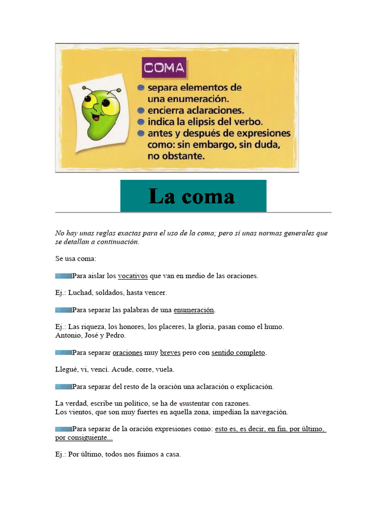 Uso Correcto de la Coma en Español | PDF | Coma | Sintaxis