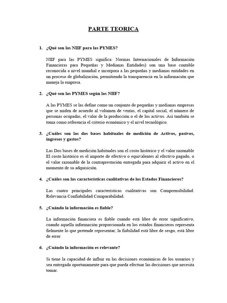 Parte Teorica | PDF | Contabilidad | Estado financiero