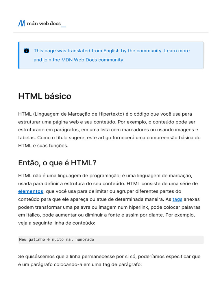 HTML Básico - Aprendendo Desenvolvimento Web - MDN | PDF | Html | Imagem