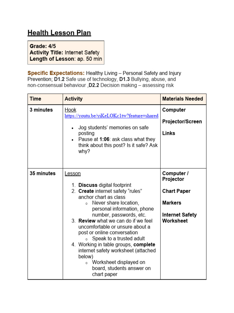 Jan 24 - Lesson Plan and Worksheets | PDF | Internet | Lesson Plan
