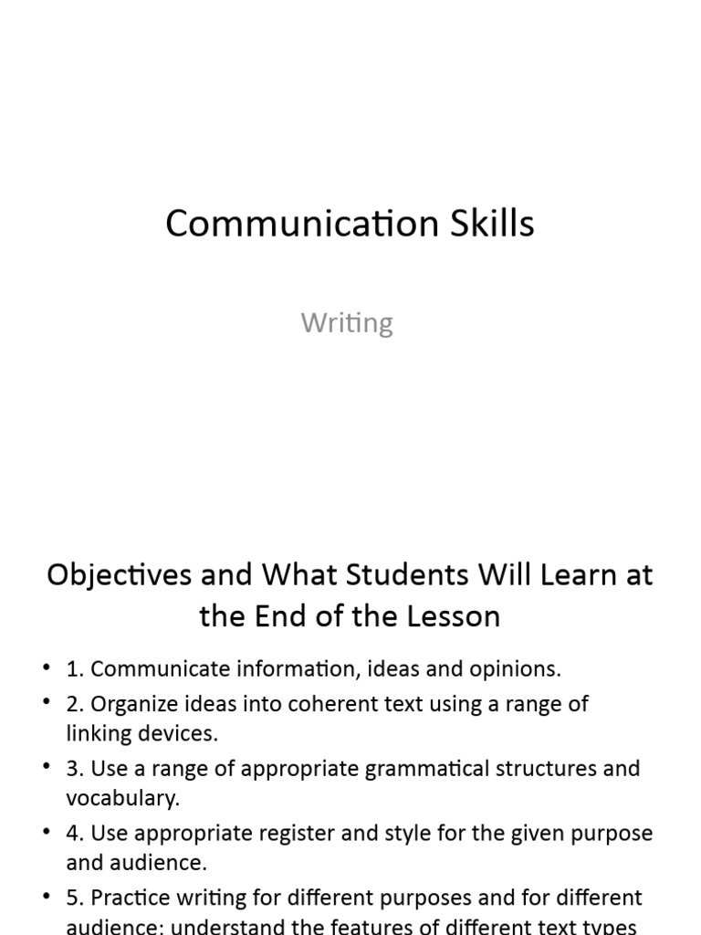 Communication Skills Writing | PDF