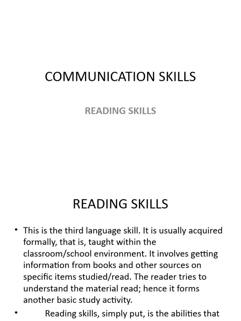 Communication Skills Reading | PDF