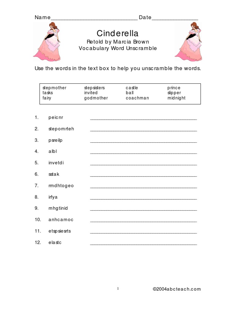 Fairy Cinder Ella Worksheet | PDF | Cinderella | Leisure