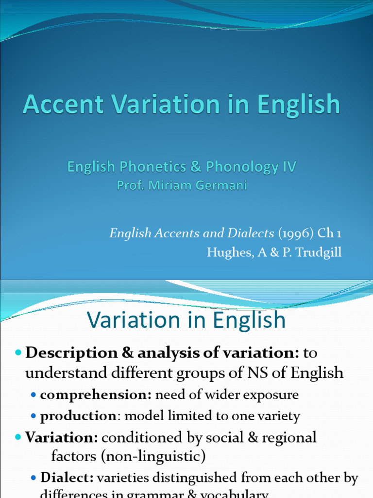 Accent Variation in English | PDF | English Language | Accent (Sociolinguistics)
