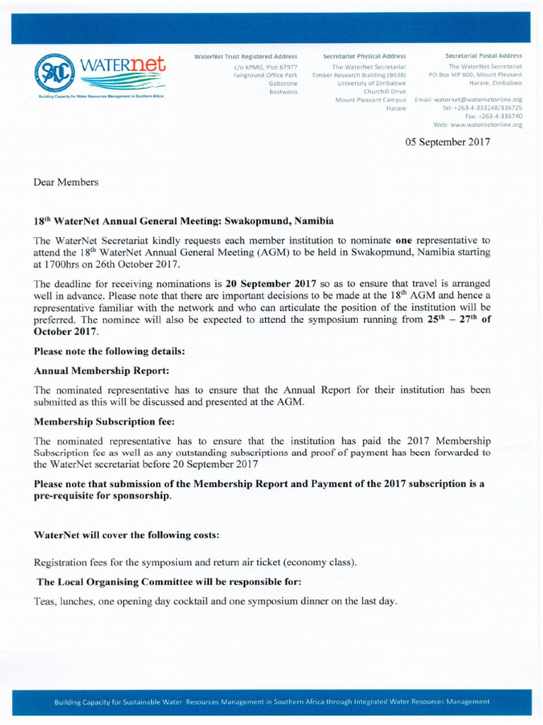 18th AGM Invitation Letter | PDF