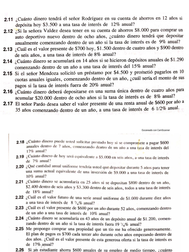 Ejercicios Finanzas Capitulo 1 y 2 | PDF