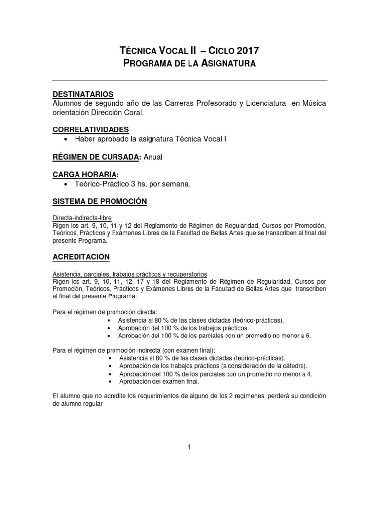 2017-TV-II-PROGRAMA Canto | PDF | Canto | Coro