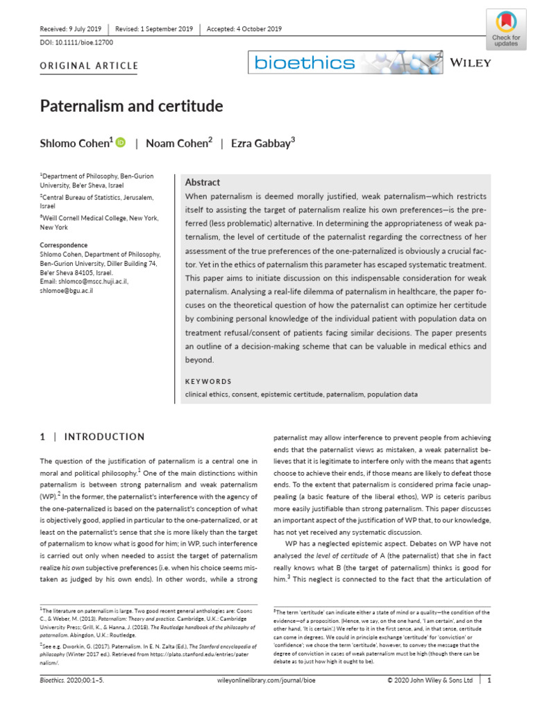 Paternalism o | PDF | Informed Consent | Knowledge