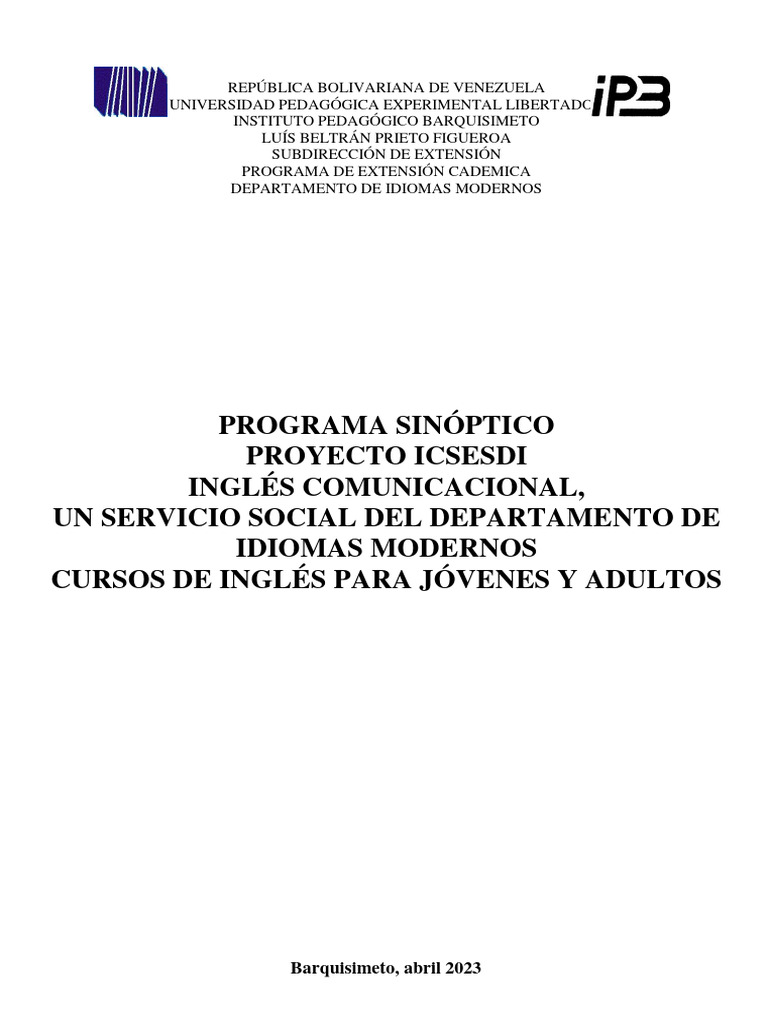 LEVEL 1 Program Jan 2024 | PDF | Evaluación | Idioma en Inglés