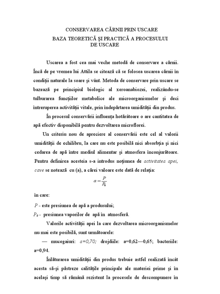 Conservarea Cărnii Prin Uscare | PDF
