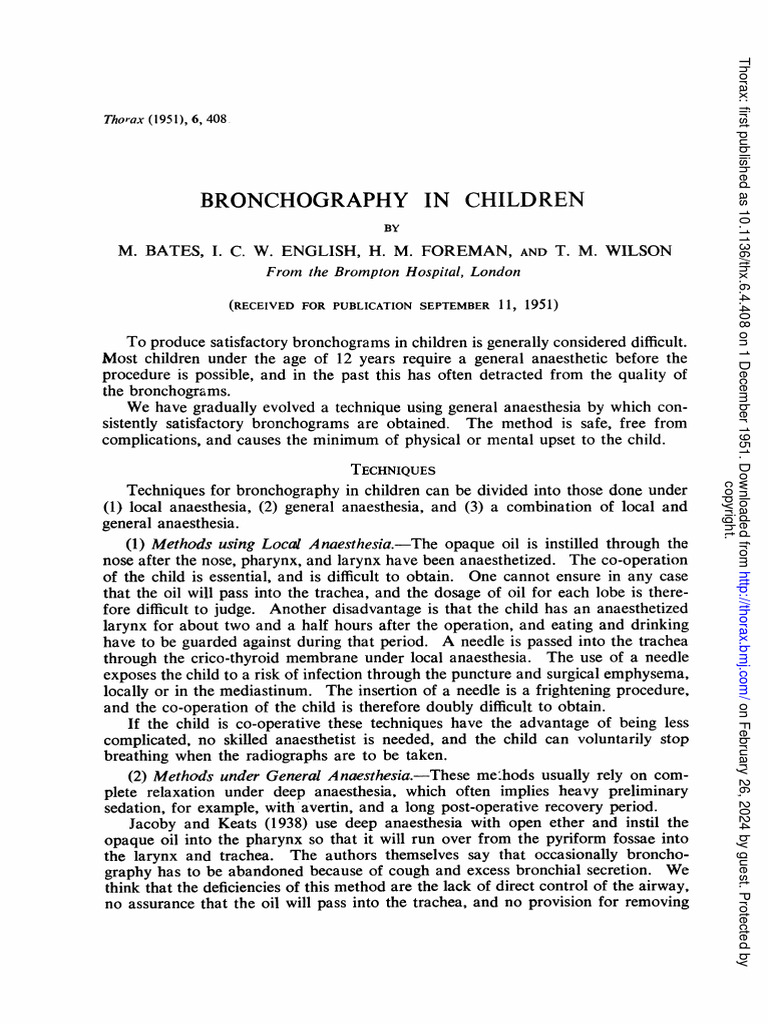 BRONCHOGRAPHY in Children | PDF | Respiratory System | Anesthesia