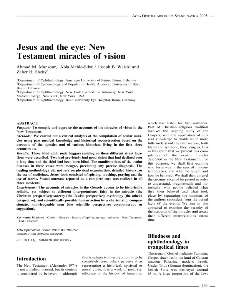 Acta Ophthalmologica Scandinavica - 2005 - Mansour - Jesus and The Eye ...