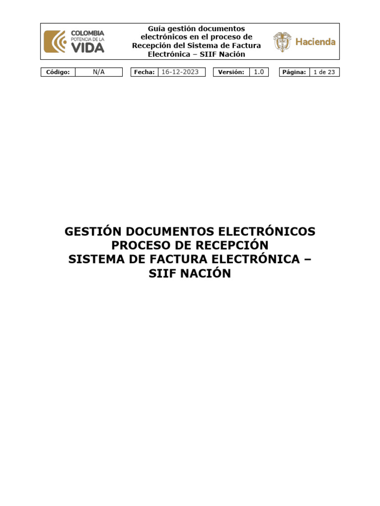 Guía Gestión Documentos Electrónicos Proceso de Recepción Del Sistema de Factura Electrónica ...