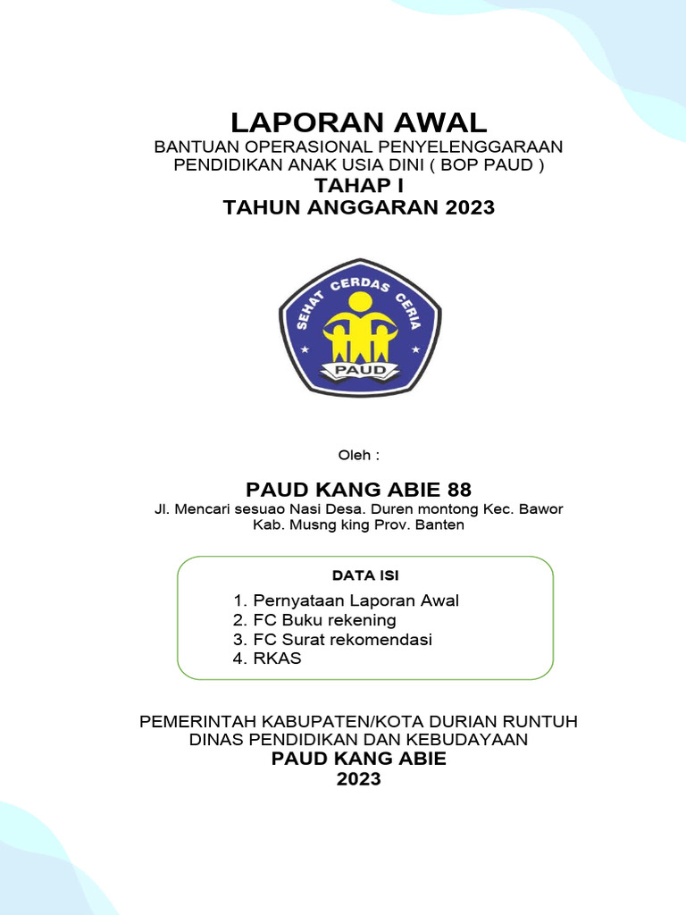 Laporan Awal Bop 2023 | PDF