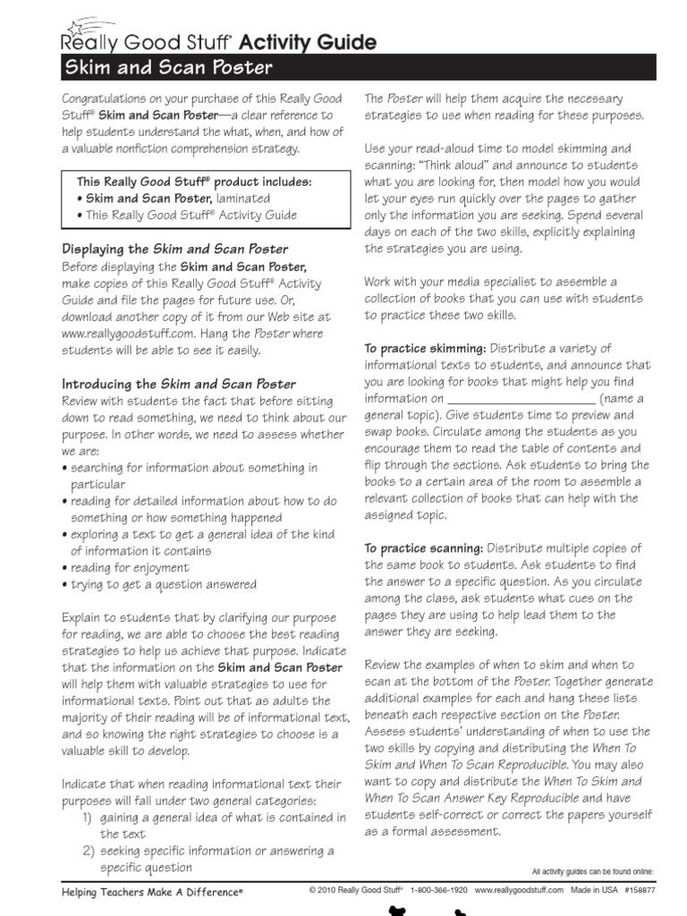 When To Skim and When To Scan | Download Free PDF | Speed Reading ...