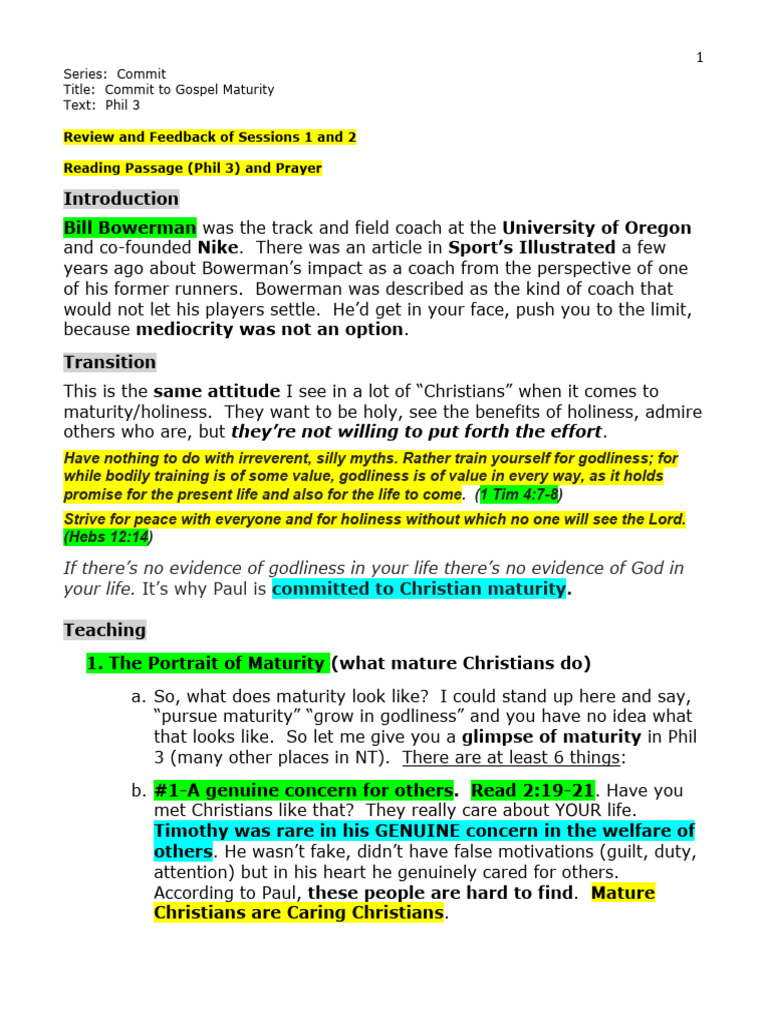 Session 3 Commit To Maturity | PDF | Jesus | Paul The Apostle