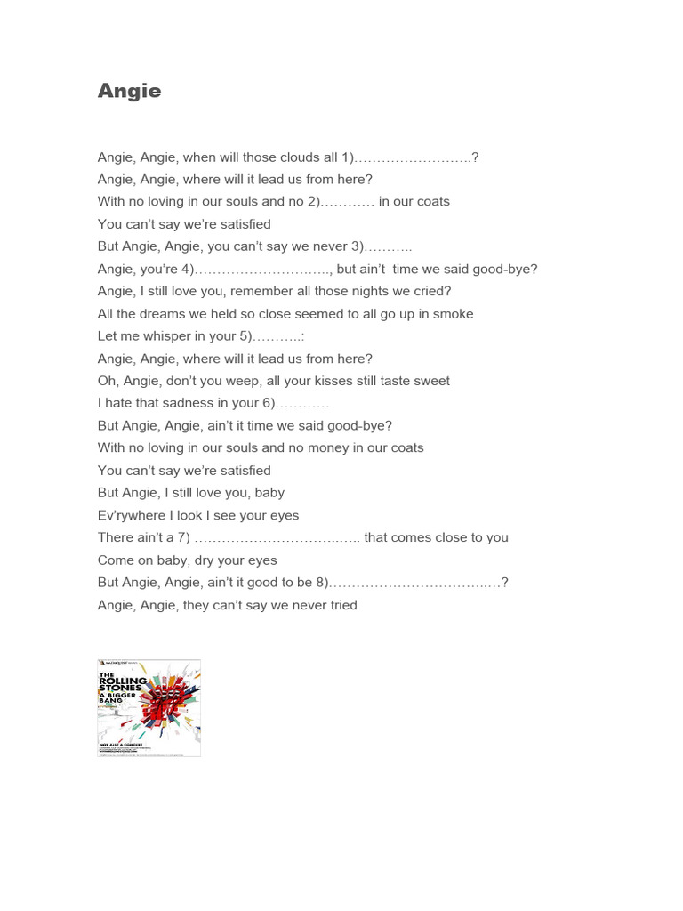 Angie by The Rolling Stones | PDF | Poetry