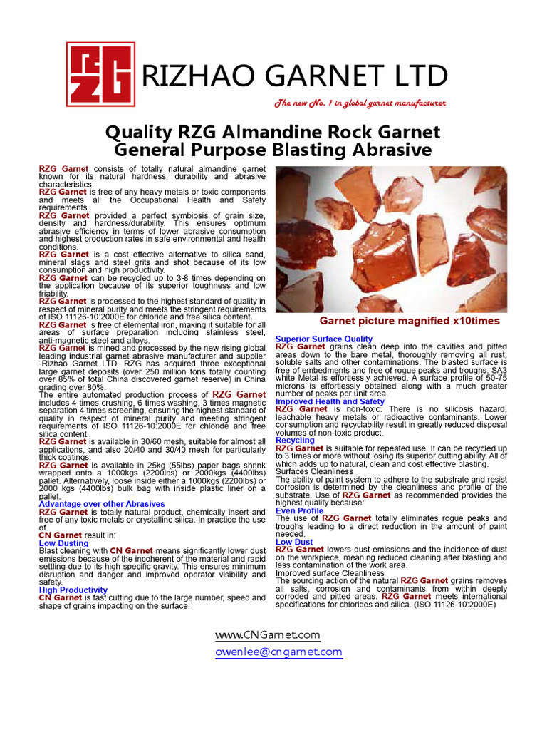 Tds RZG Garnet | PDF | Abrasive | Steel