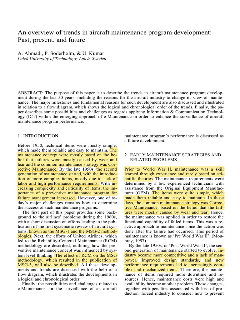An Overview of Trends in Aircraft Maintenance Program Development, Past ...