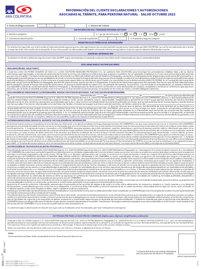 Norma SARLAFT Info Cliente Salud Persona Natural - Salud Actualizado Octubre 2023 | PDF