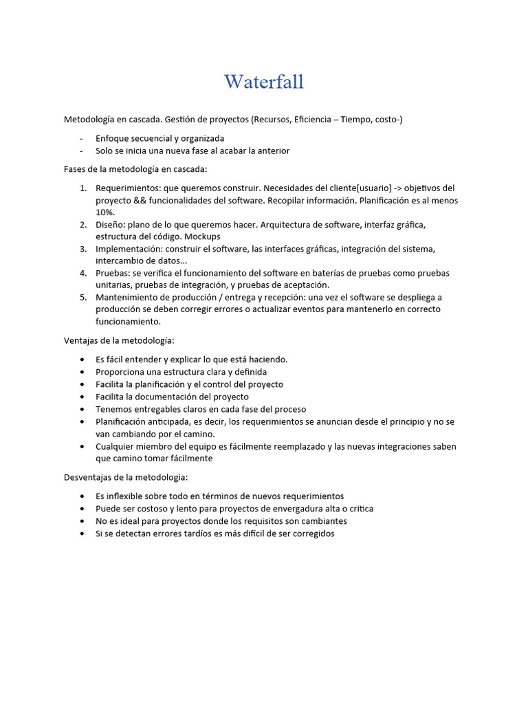 Waterfall | PDF | Software | Ingeniería de Sistemas