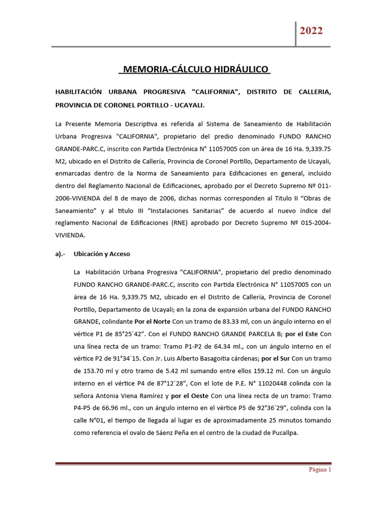 Mem Calculo Hidraulico | PDF