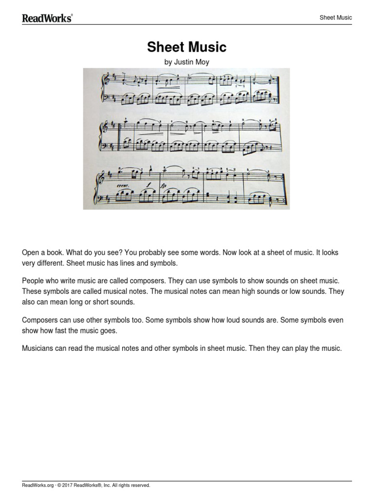 Readworks Grade 1 - Sheet Music | PDF